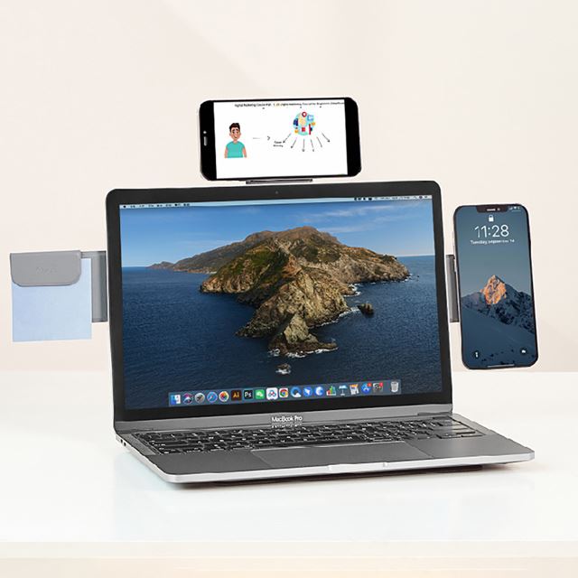 価格.com - ノートPCの横や上部に、スマホを並べてセットできるホルダー「MOFT Snap」