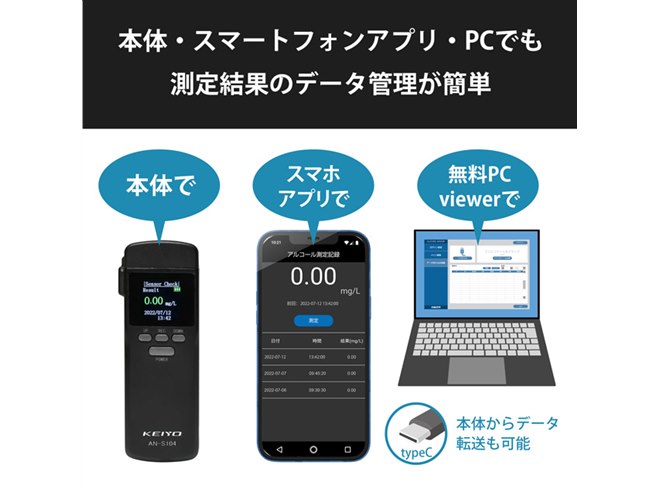 価格.com - KEIYO、センサーユニット交換式で長く使えるアルコールセンサー「AN-S104」