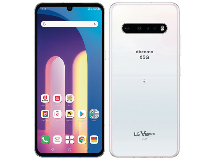 価格.com - LG V60 ThinQ 5G L-51A docomo [クラッシーホワイト] の製品画像